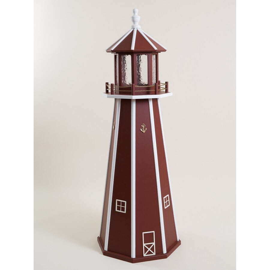 Kunkle Holdings LLC Poly Lighthouse with Solar Light Red/White 5 Foot ...