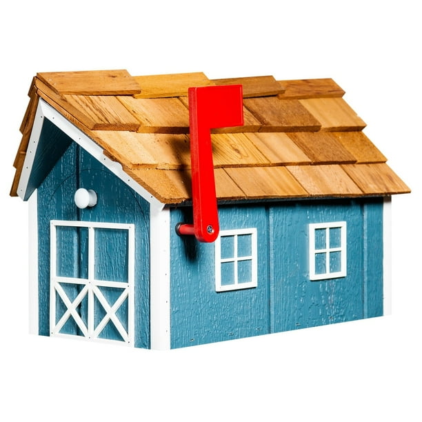Kunkle Holdings LLC Standard Wood Mailbox with Cedar Shake Roof Aruba ...