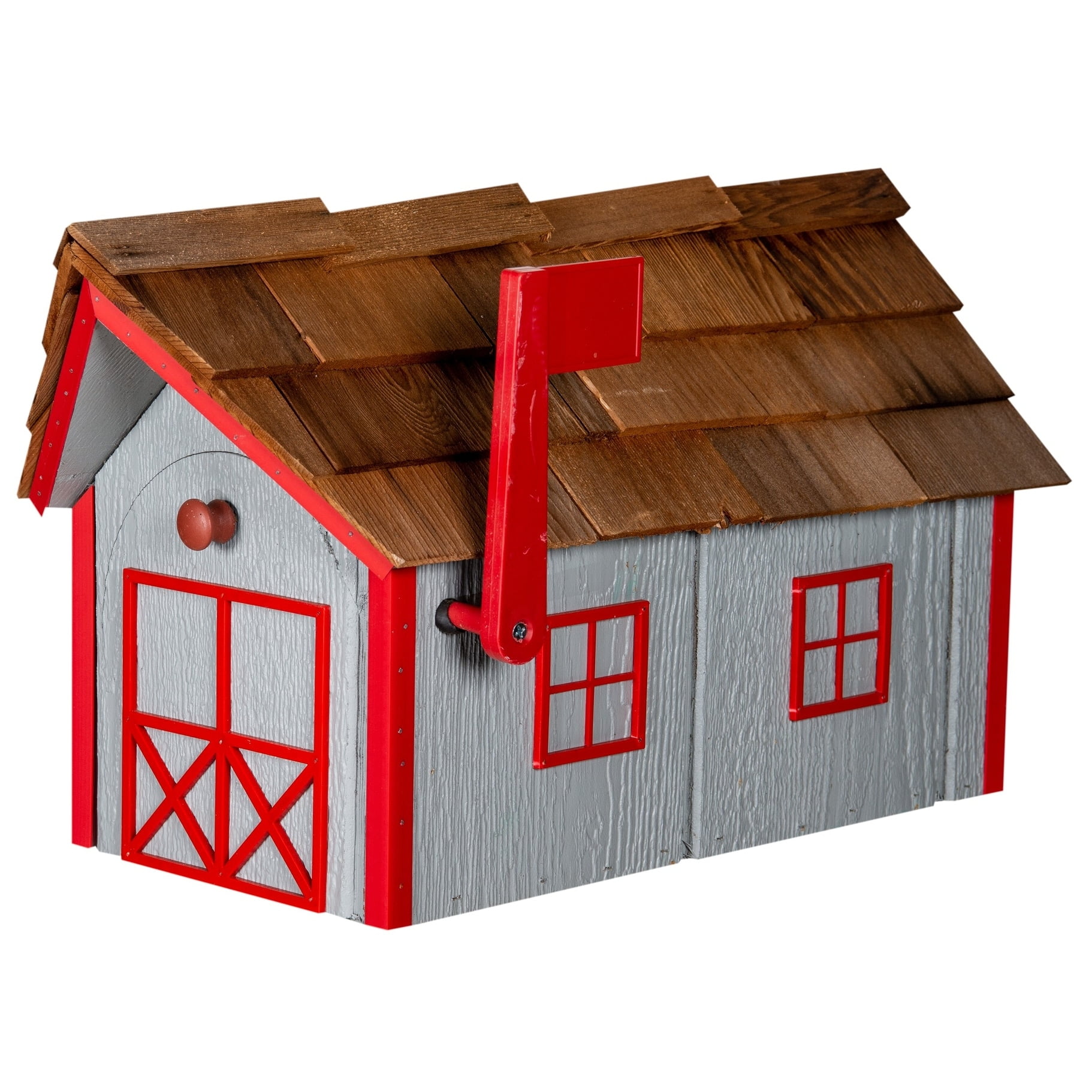 Kunkle Holdings LLC Standard Wood Mailbox with Cedar Shake Roof Light ...