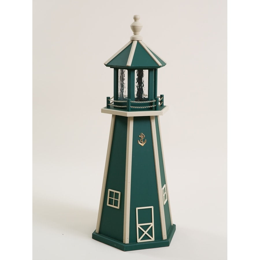 Kunkle Holdings LLC Wooden Lighthouse with Solar Light Green/Beige 3 ...