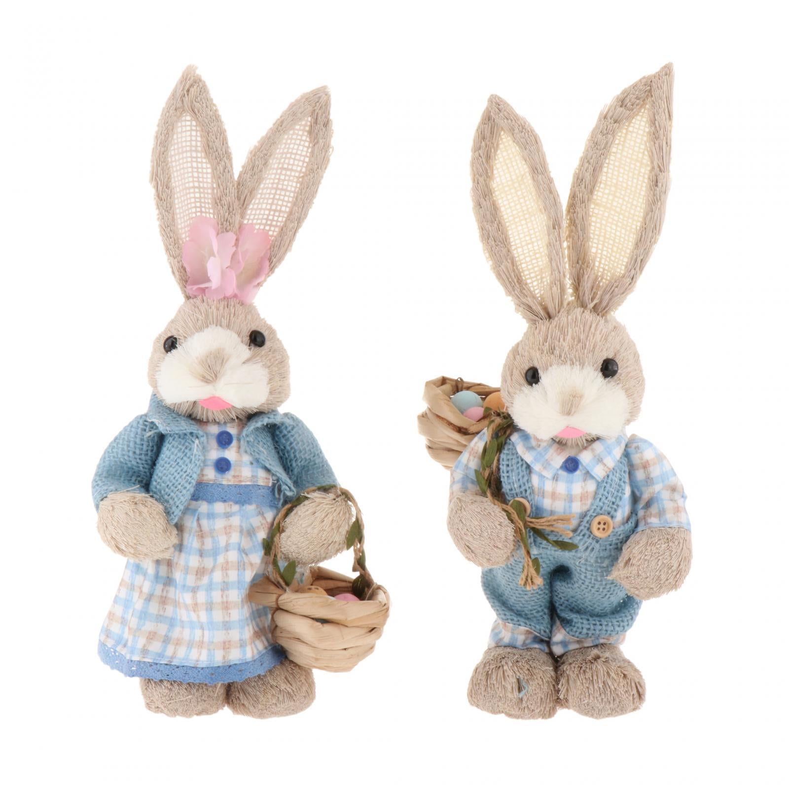 Kuntesetty 2 X Straw Bunny Ornaments, Artificial Straw Toy, Standing ...