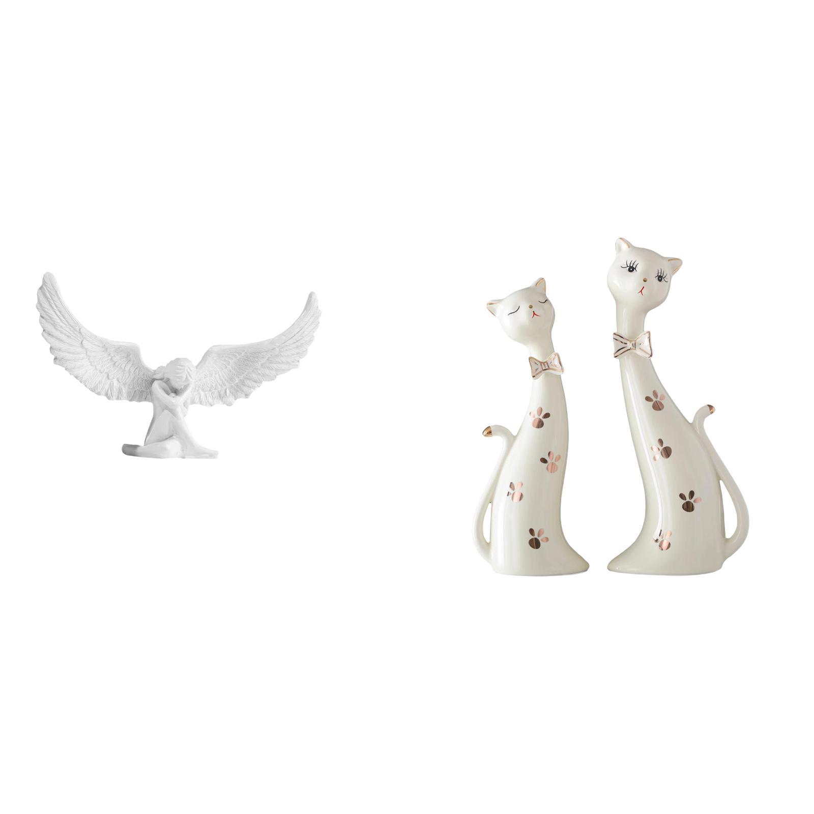 Kuntesetty Angel Cat Statue Resin Figurine Crafts Decoration Ornament ...