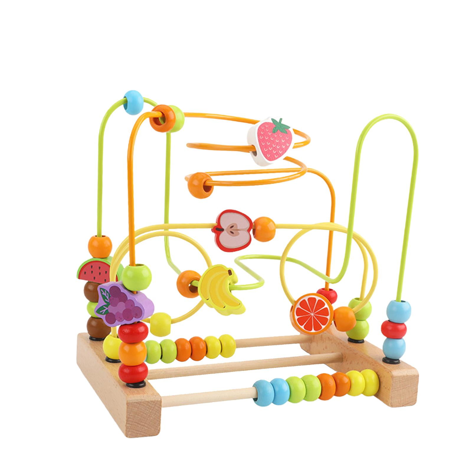 Kuntesetty Bead Maze Toy for 1 2 3 Year Old Kids Wooden Colorful Roller ...