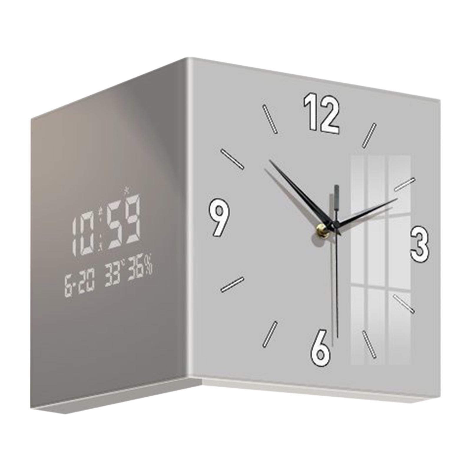Kuntesetty Corner Clock Double Sided Wall Clock Quiet Decorative Art ...