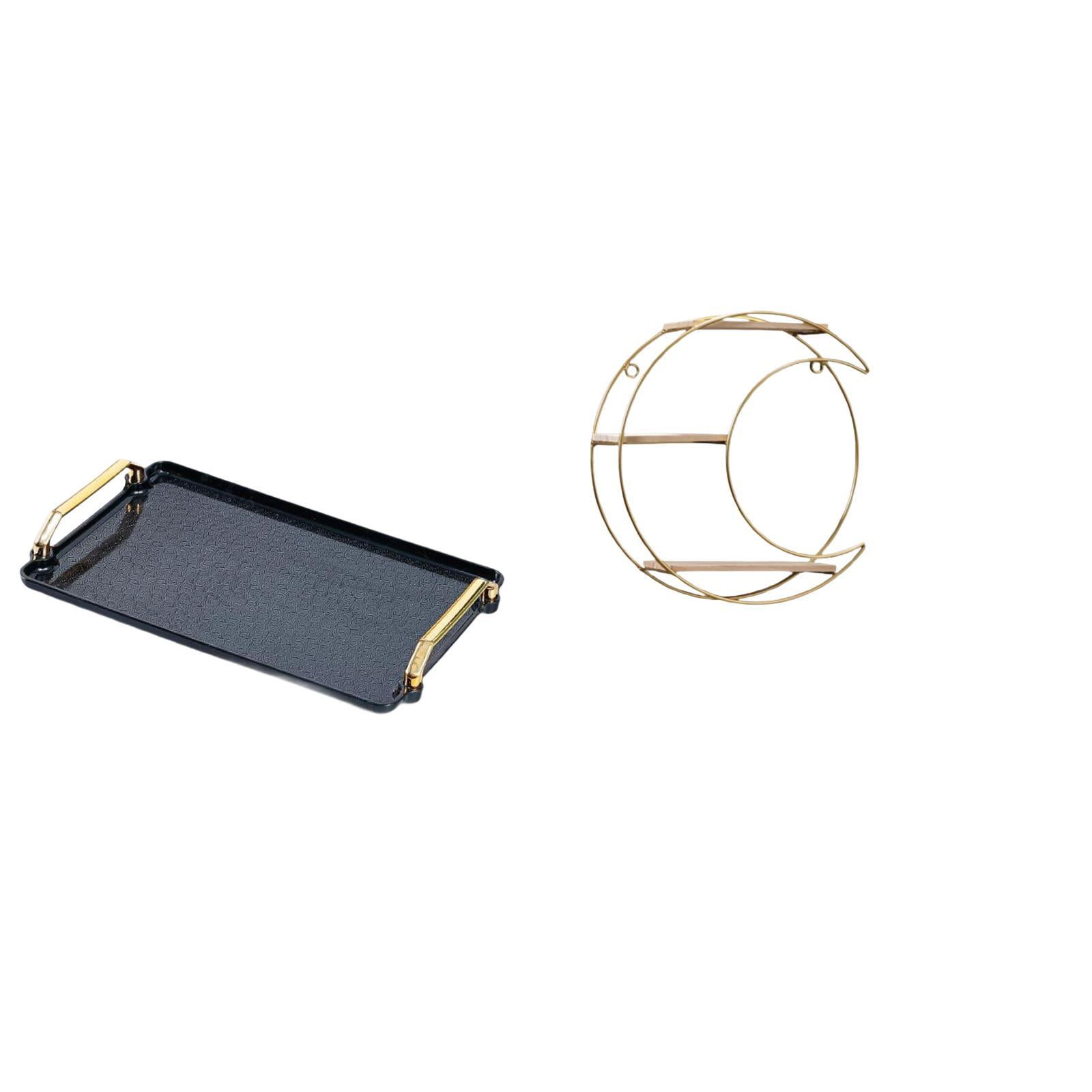 Kuntesetty Elegant Rectangular Metal Serving Tray Table with Three Tier ...