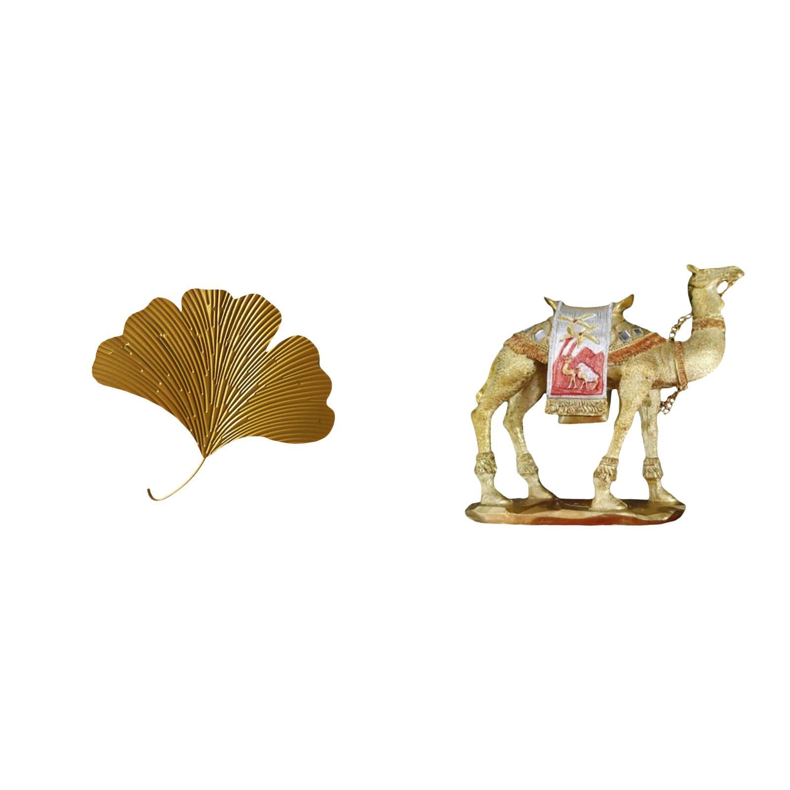 Kuntesetty Ginkgo Iron Wall Sculpture with Camel Figurine Resin Animal ...