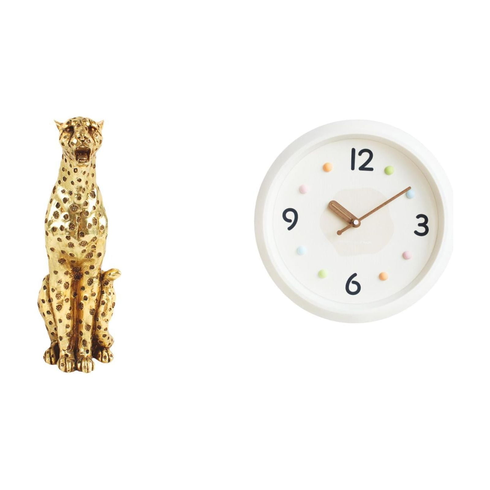 Kuntesetty Gold Cheetah Clock Sculpture Modern Animal Figurine Table ...