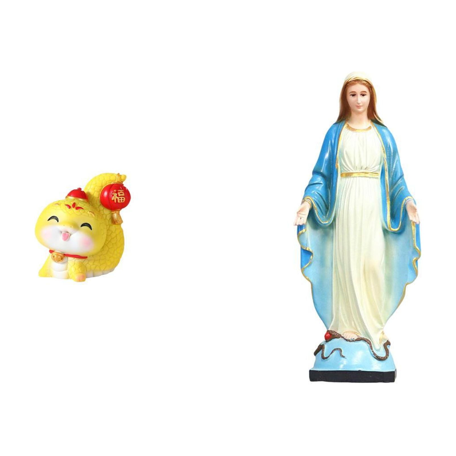 Kuntesetty Graceful Cartoon Snake and Virgin Mary Resin Statue ...