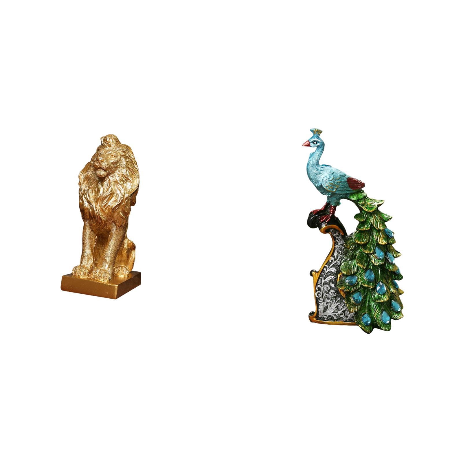 Kuntesetty Lion Peacock Sculpture Statue Collectible Tabletop Ornament ...