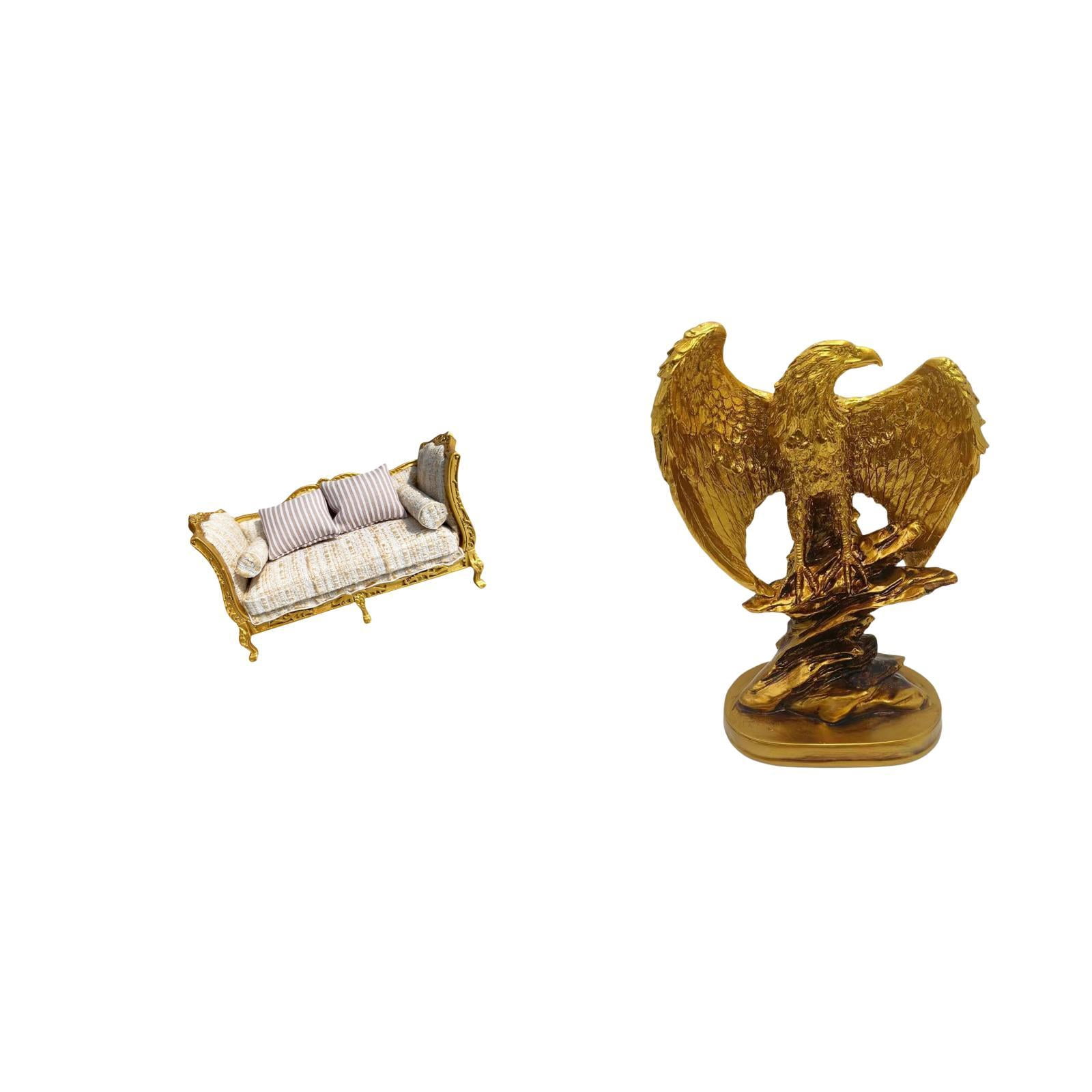 Kuntesetty Miniature Wood Sofa and Statue Sculpture Desktop Ornament ...
