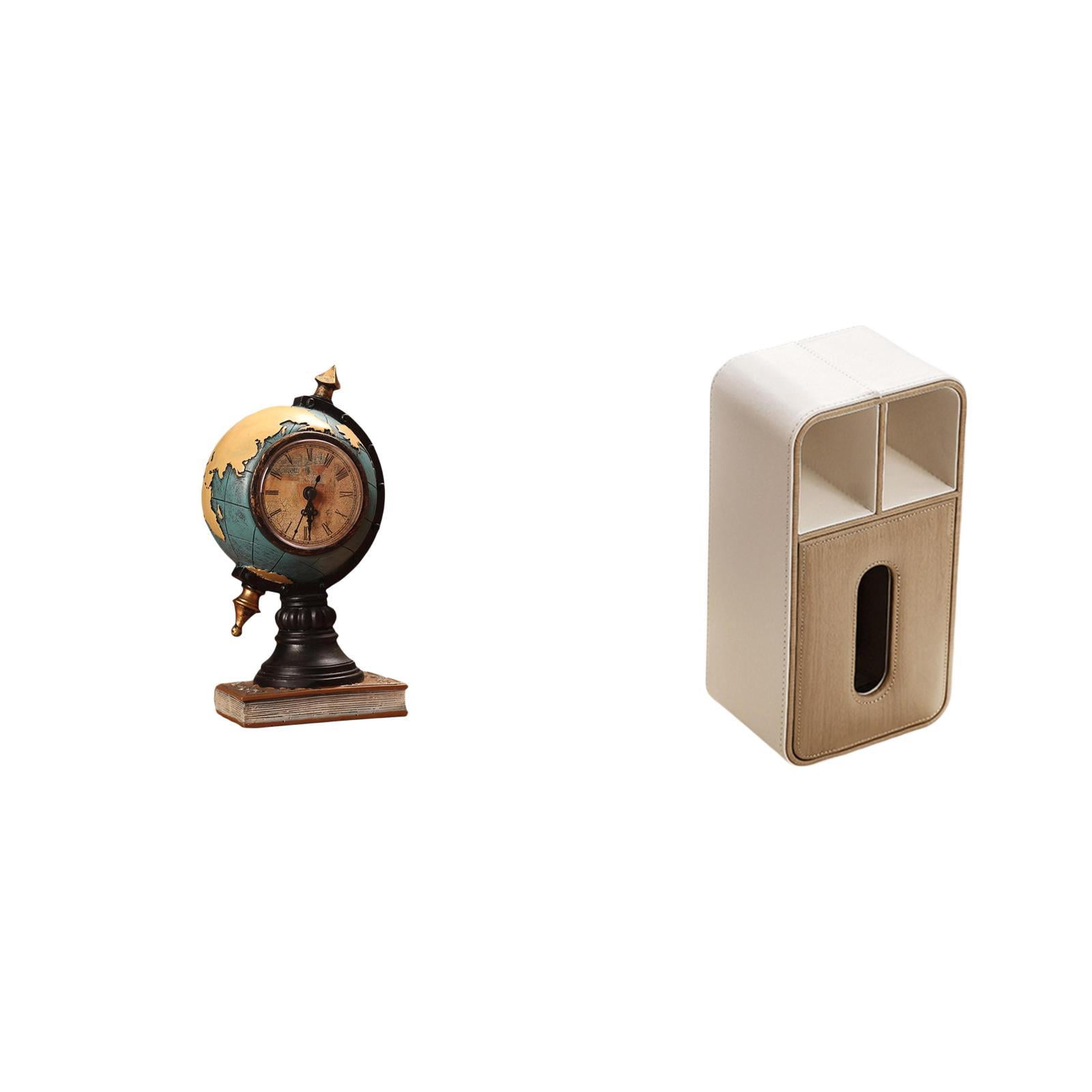 Kuntesetty Modern Globe Figurine Desk Clock and Multipurpose Tissue ...