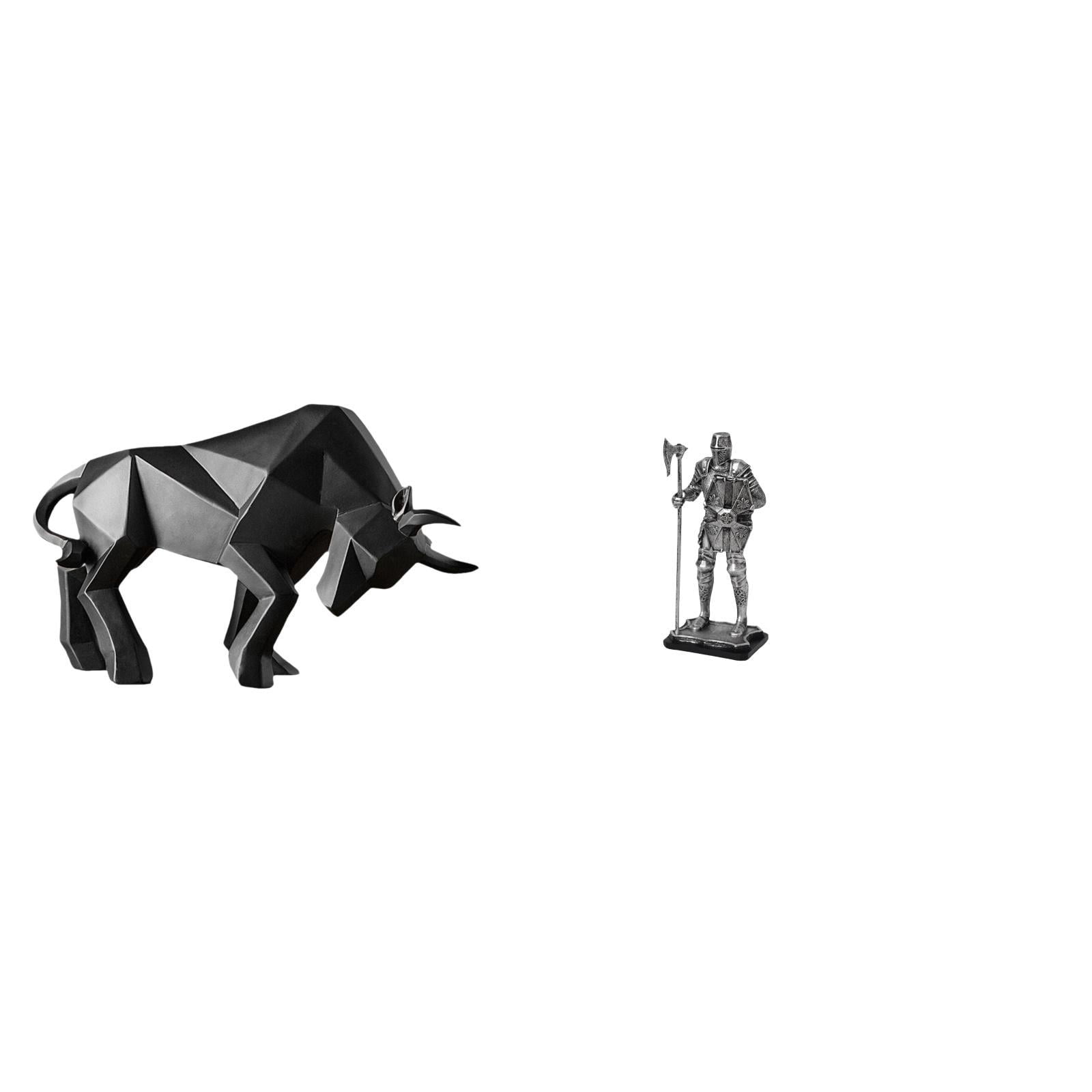 Kuntesetty Modern Resin Bull Knight Statue Abstract Collectible ...