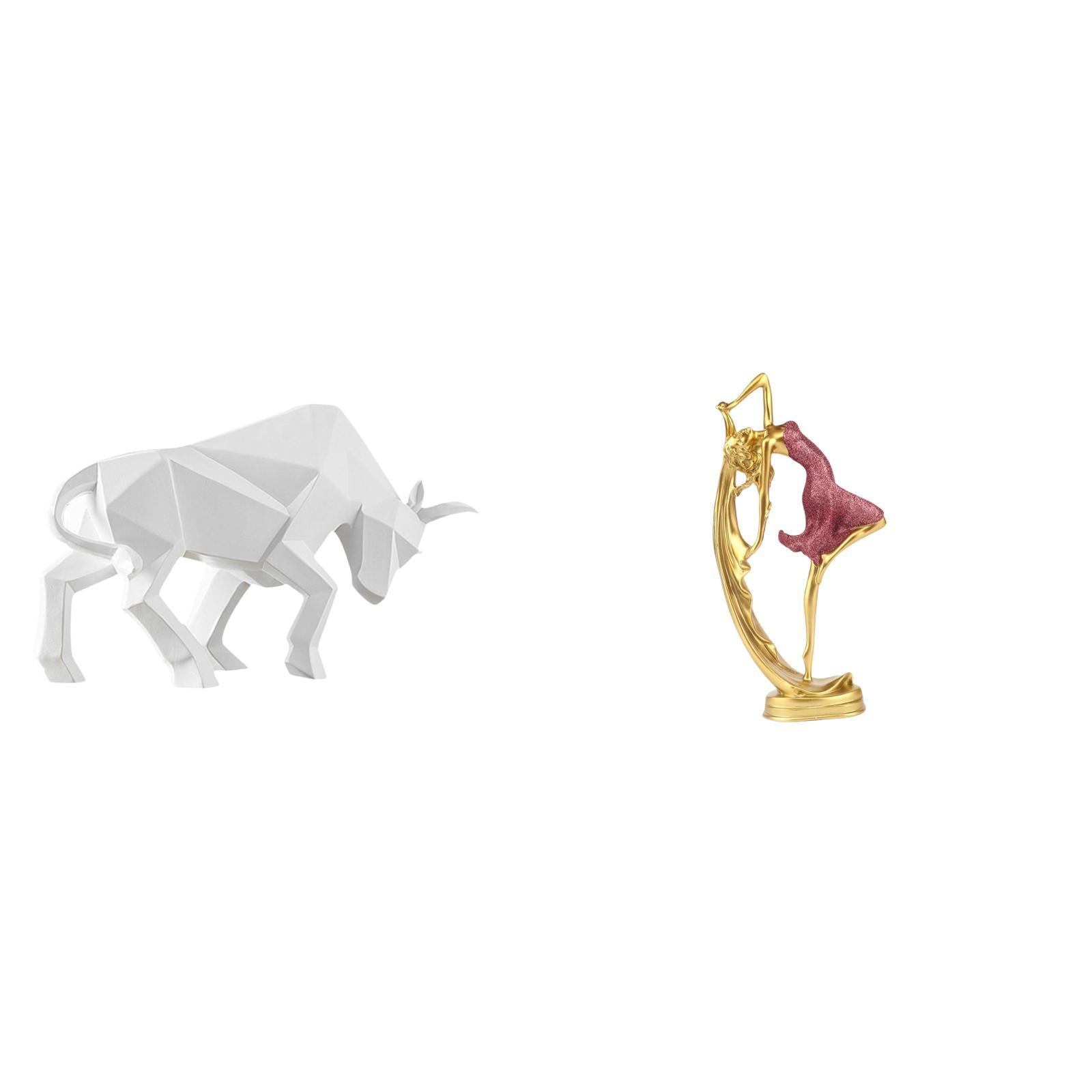 Kuntesetty Modern Resin Bull and Ballet Dancer Figurine Abstract ...