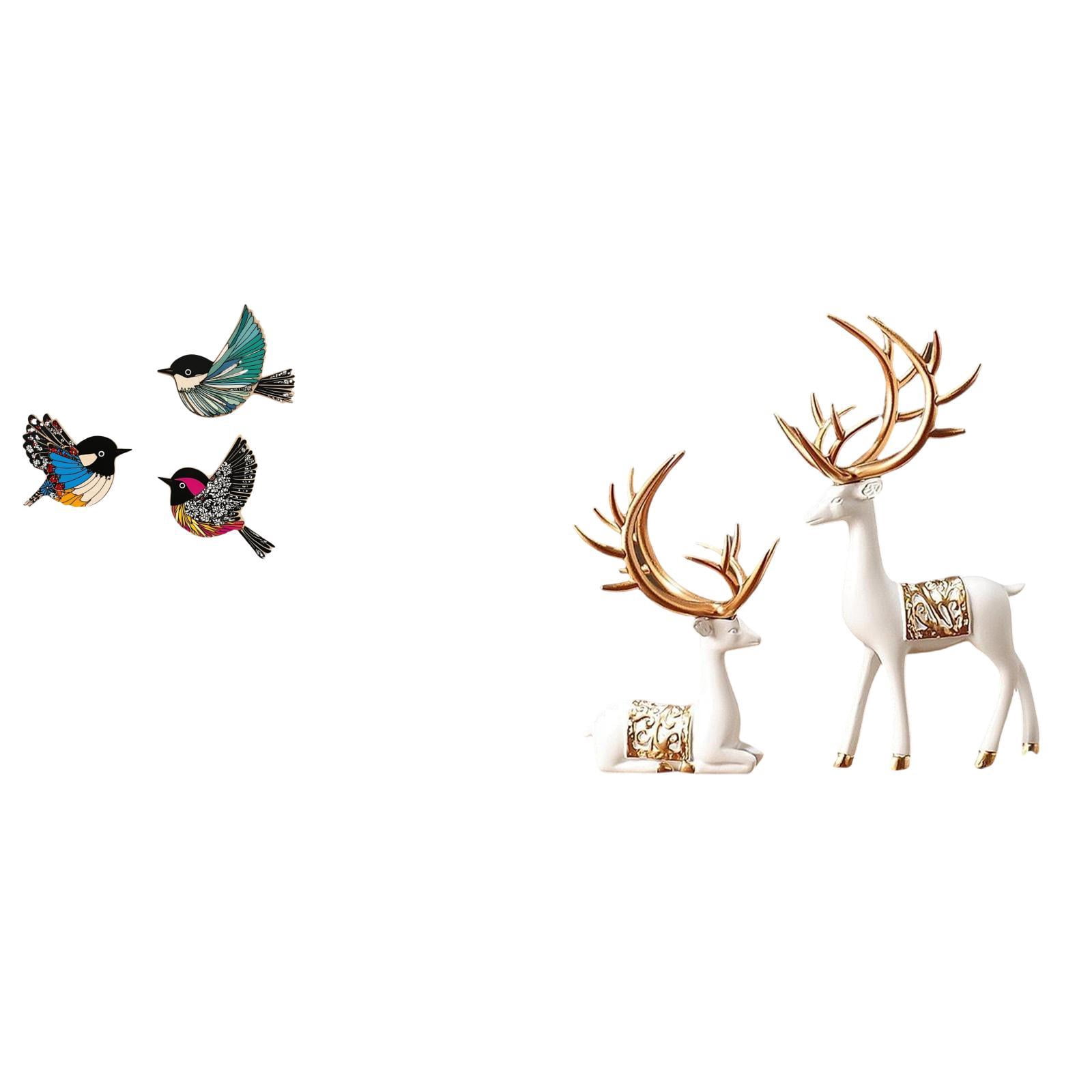 Kuntesetty Wooden Bird and Reindeer Wall Art Set Decorative Flying ...