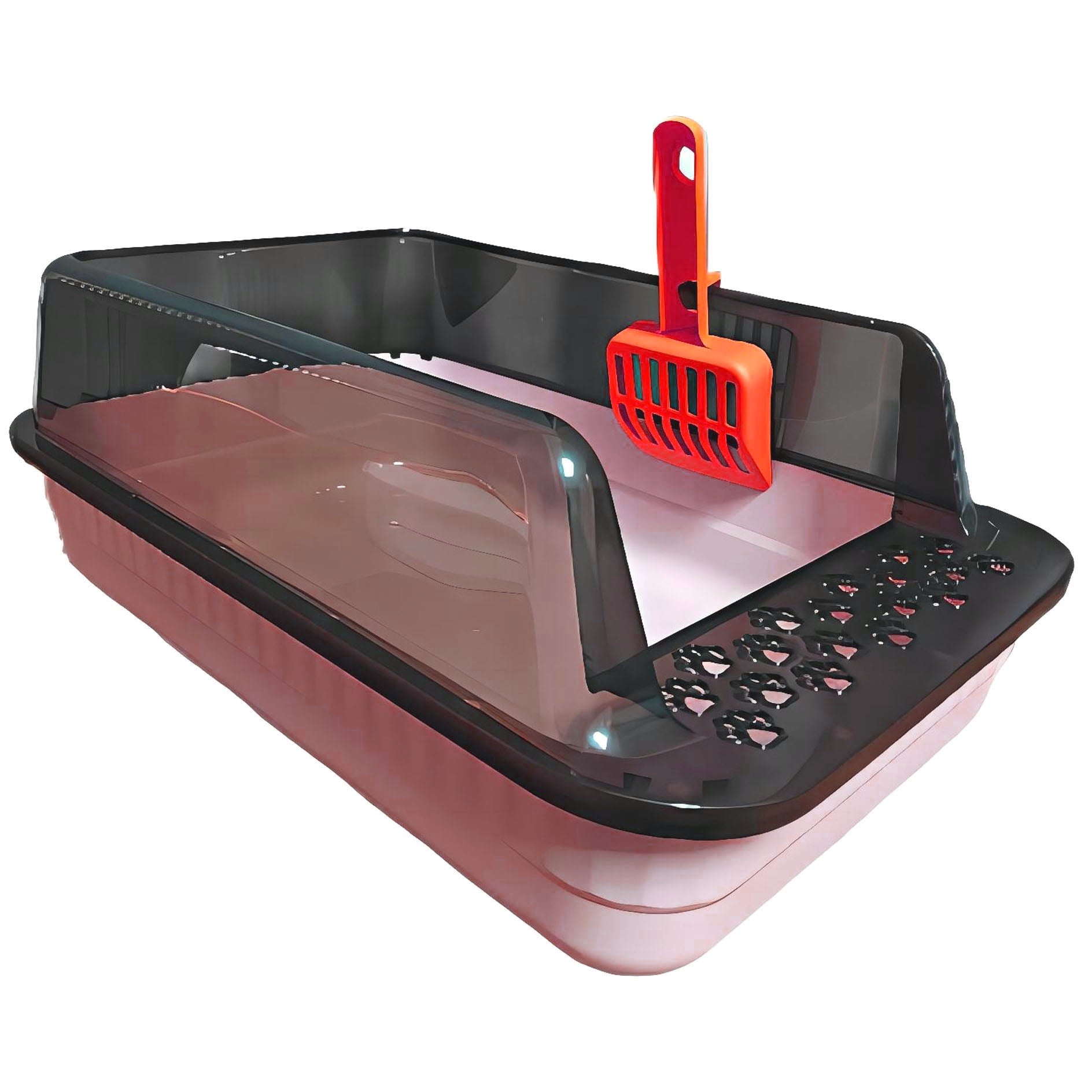 Kunwu 20" x 14" x 8" Semi-Closed Plastic High-Sided Cat Litter Box Set ...