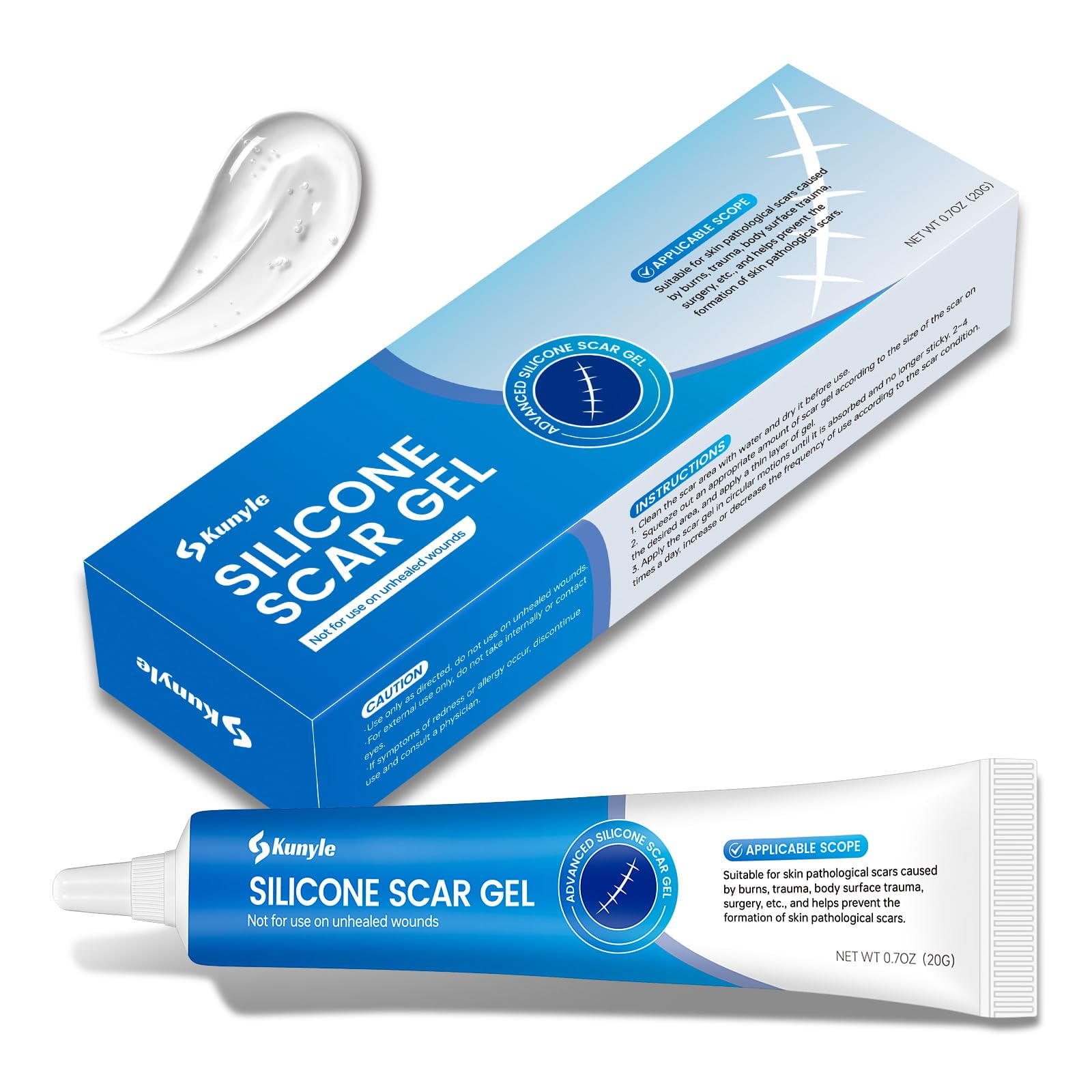 Kunyle Silicone Scar Gel, TGF4 Scar Cream, Advanced Scar Gel for ...