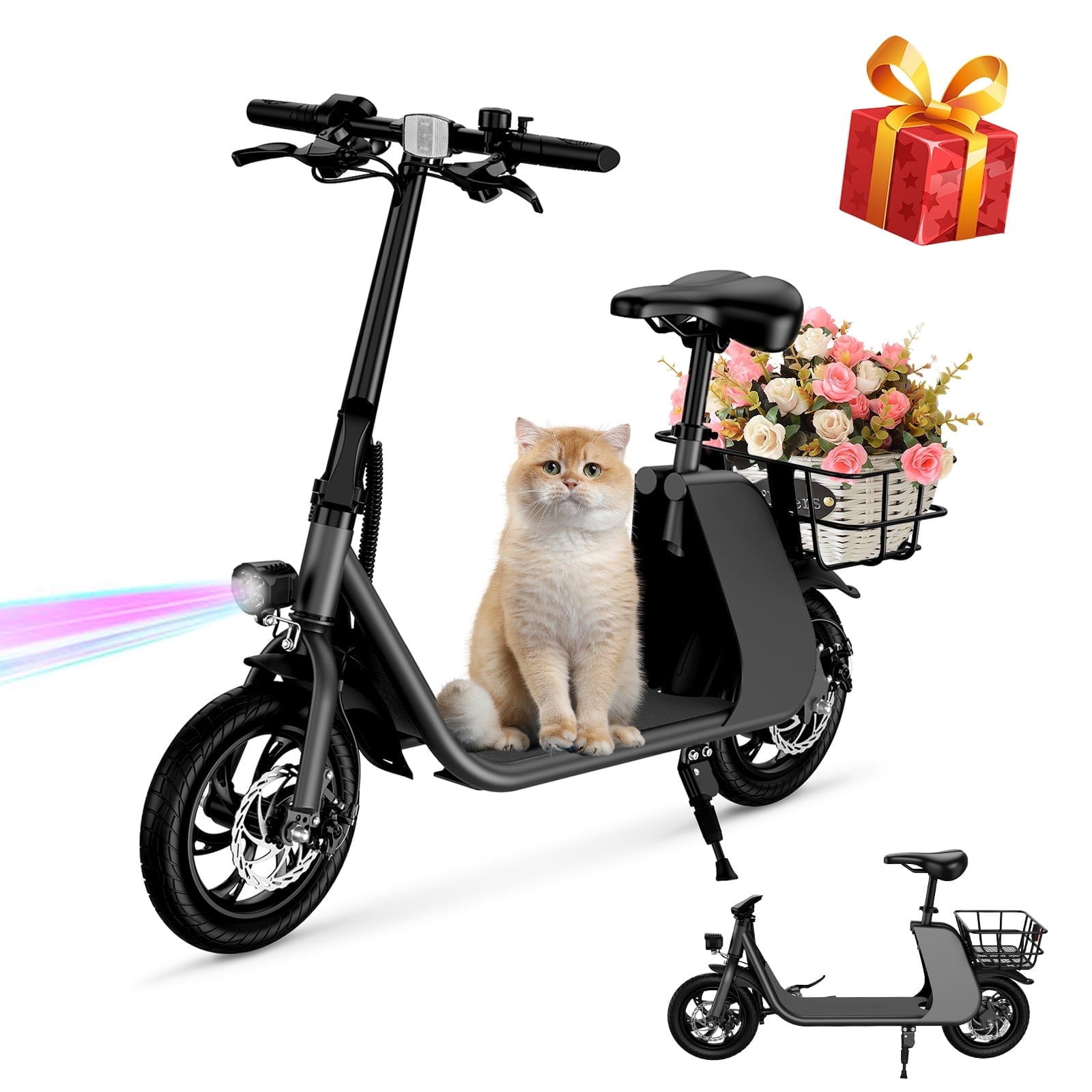 Kunyun 12-inch Electric Scooter - 450W Motor, 20-mile Range, 265-Pound ...