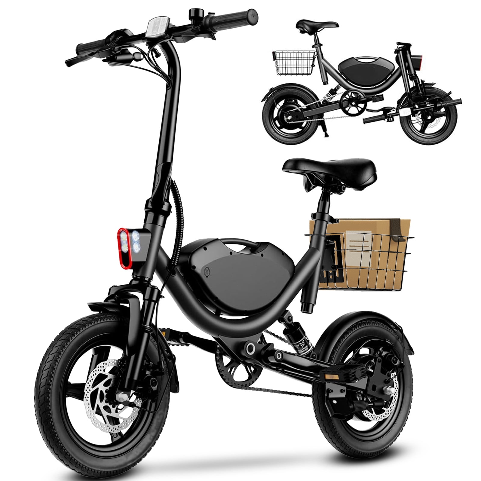 Kunyun 14" Folding Electric Bike - 500W Brush less Motor, 35 Mile Range ...
