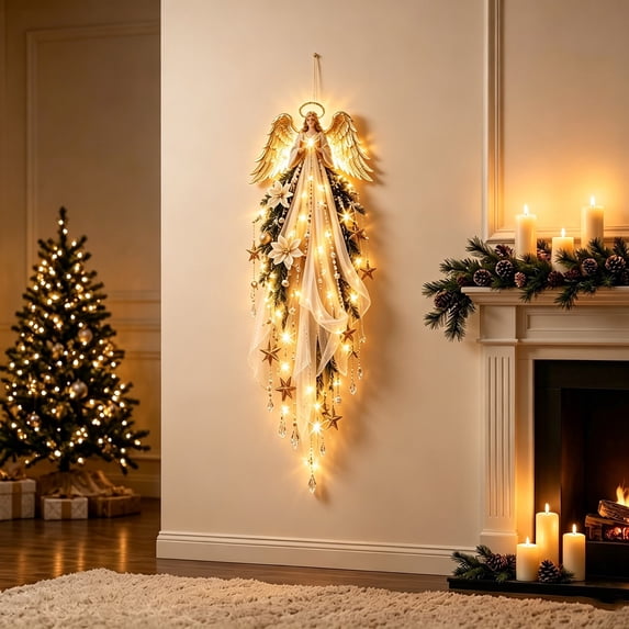 Kuokaa Lighted Christmas Wall Decor, Angel Veil Waterfall Wall Hanging ...