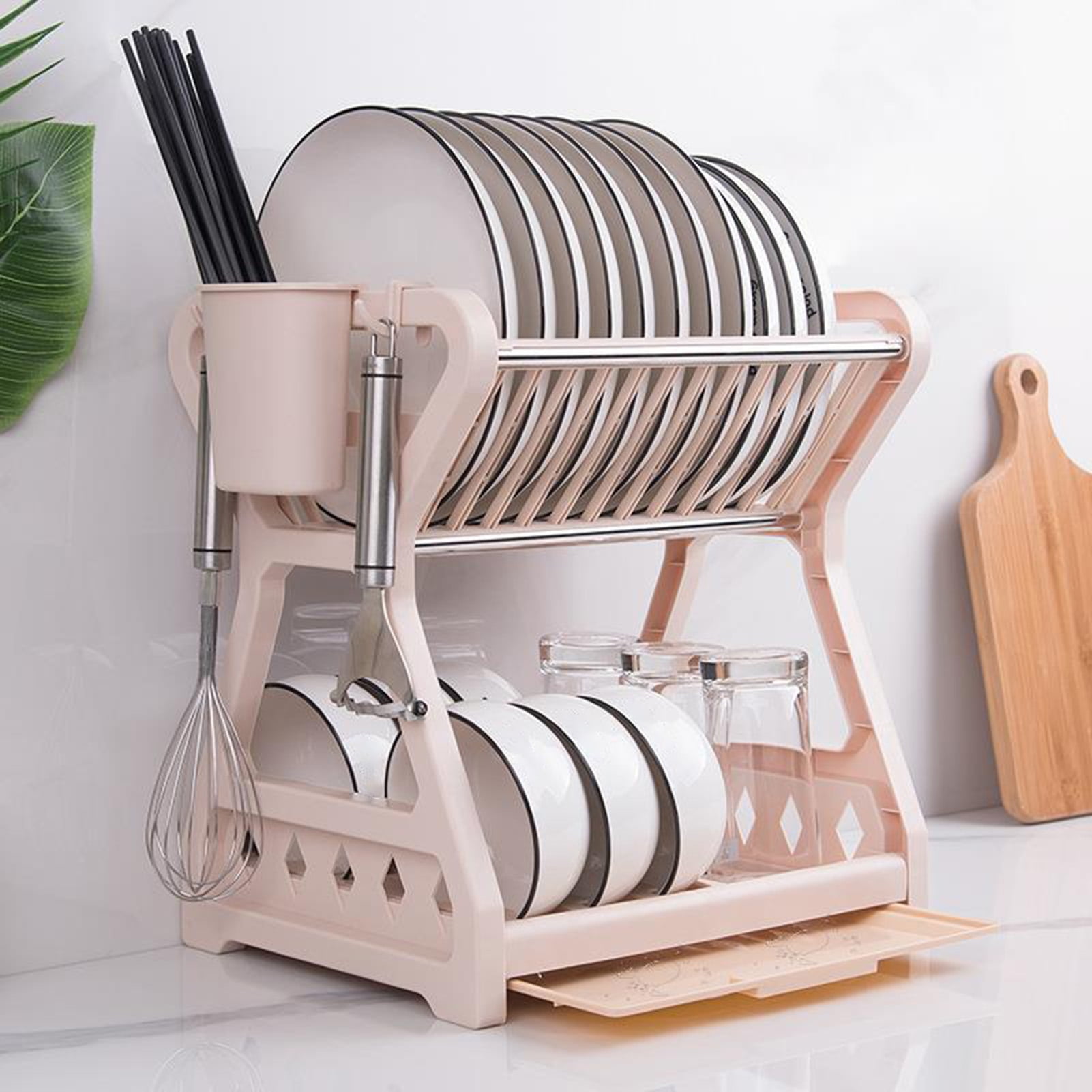 Kuorak 1 Set Dish Drainer Double Layer Detachable High Capacity Save ...