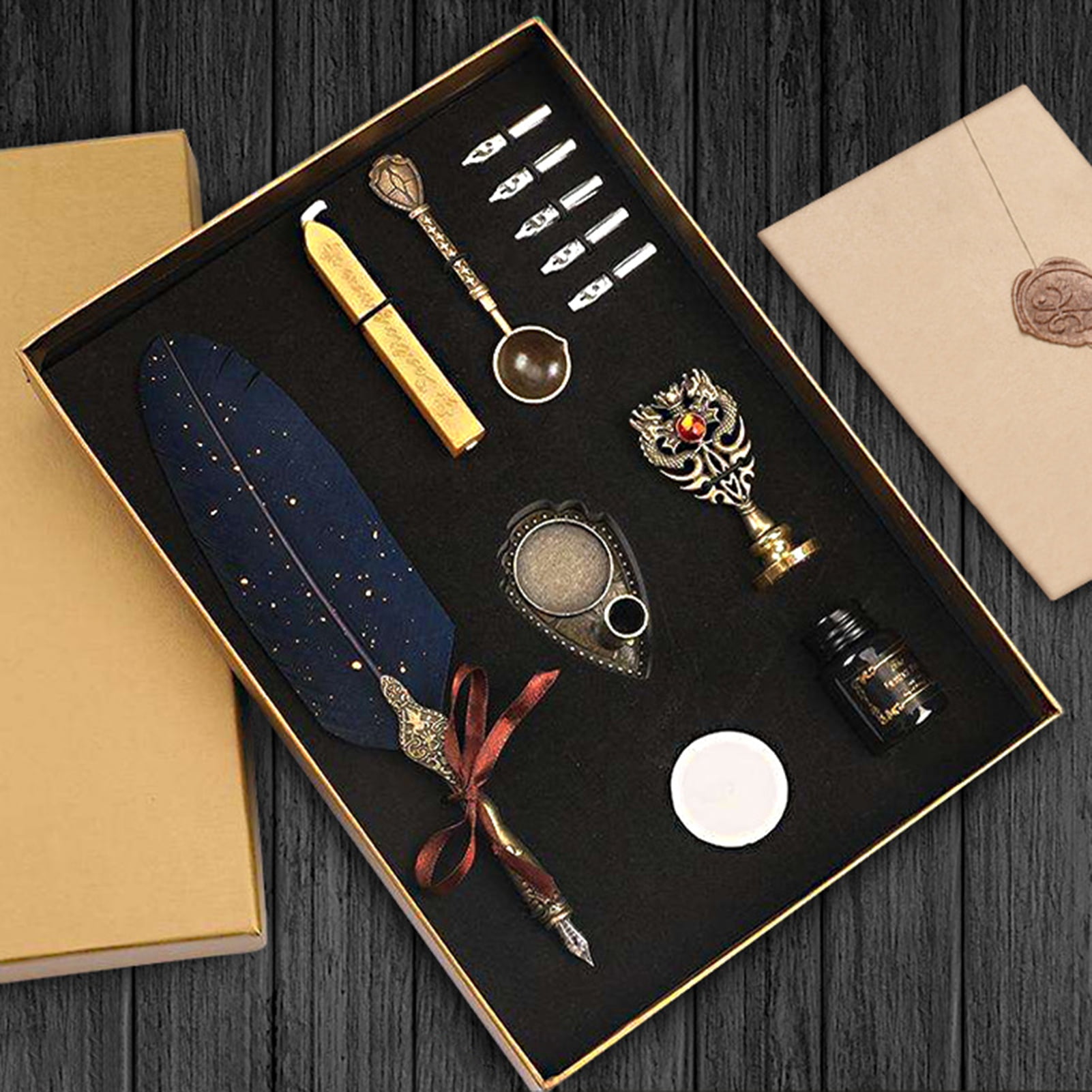 Kuorak 1 Set Retro Quill Pen Set with Lacquer Stick Handcrafted Vintage ...