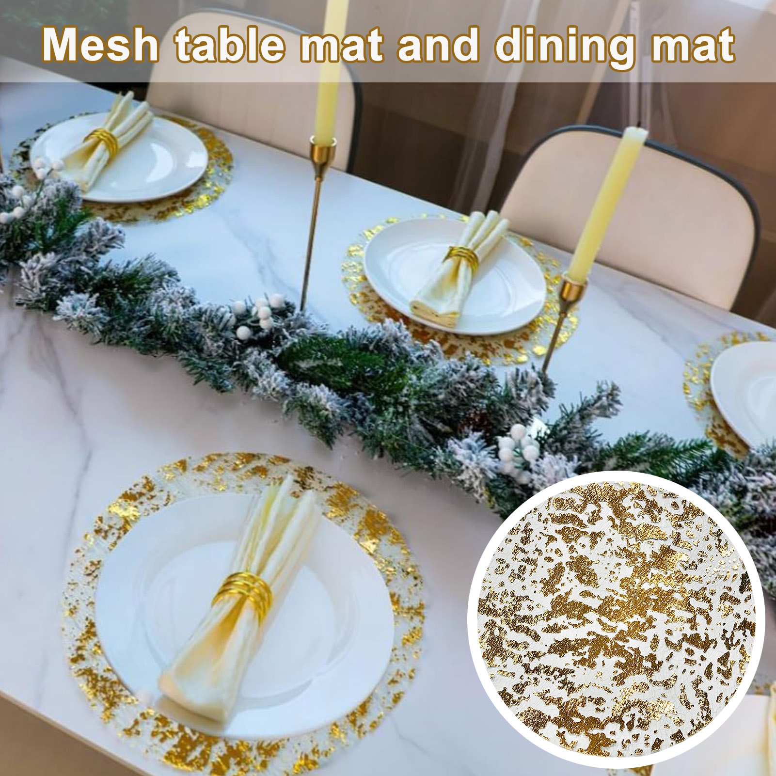 Kuorak 10/20Pcs Placemats Gold Foil Mesh Pressed Disposable Table Mats ...