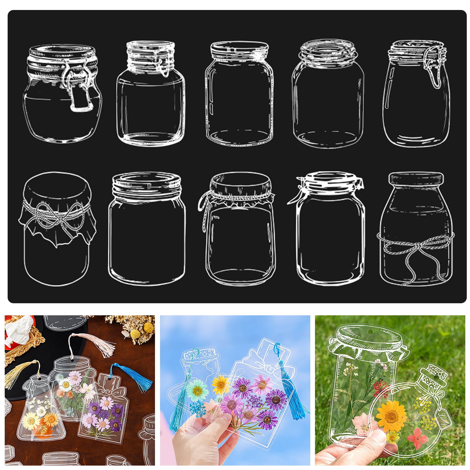 Kuorak 20Pcs DIY Transparent Dried Flower Bookmarks Exquisite Design ...