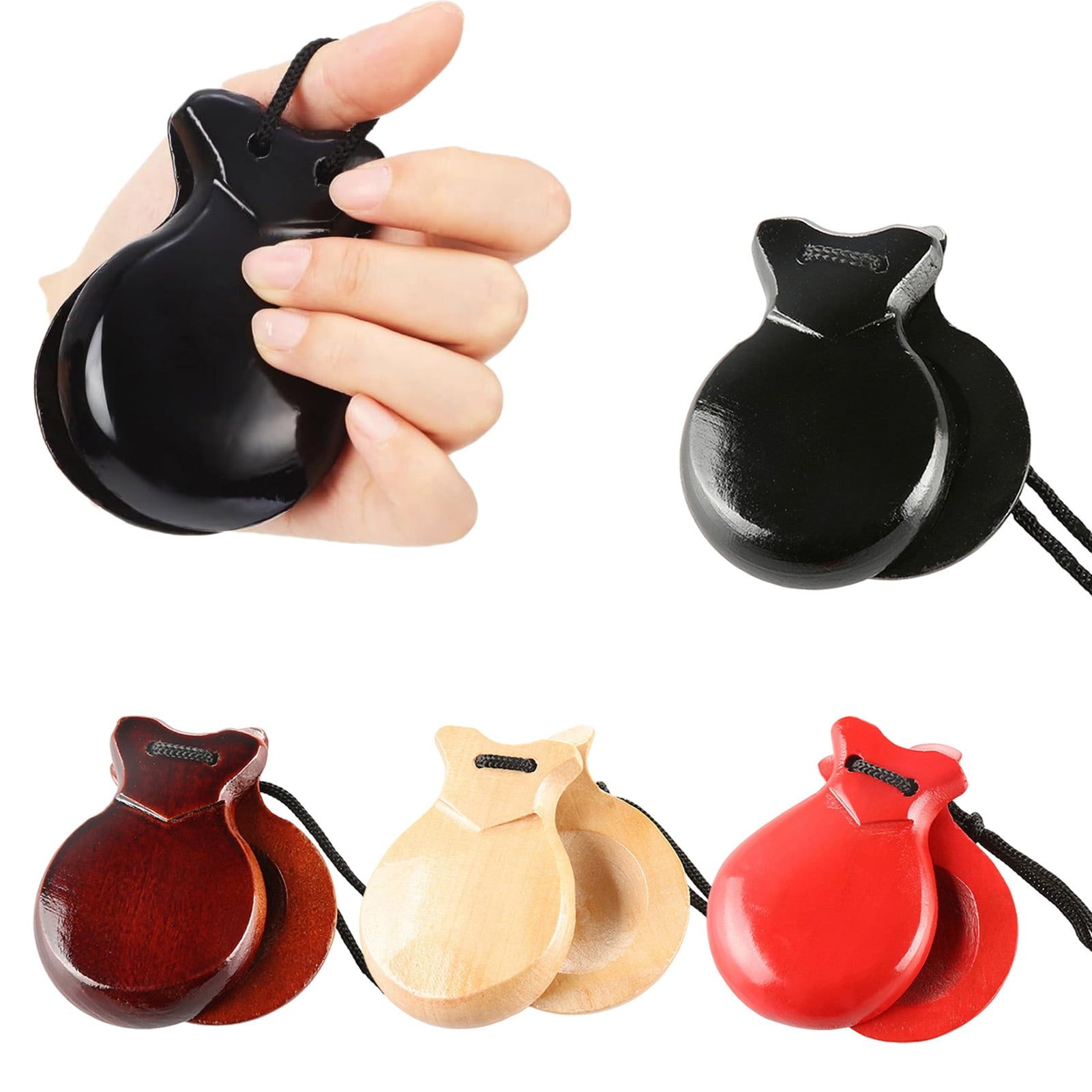 Kuorak 2Pcs Children Wooden Castanets Toy with String Pocket Hand ...