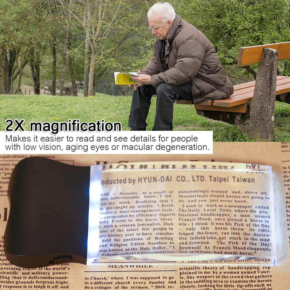 Kuorak 2X Handheld LED Light Rectangular Magnifying Glass Seniors ...