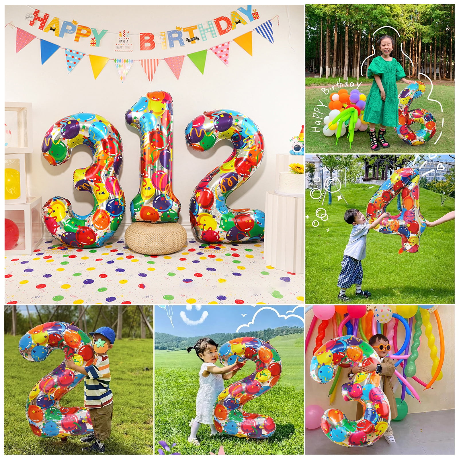 Kuorak 40 Inch Aluminum Foil Number Balloon Colorful 2024 New Year ...