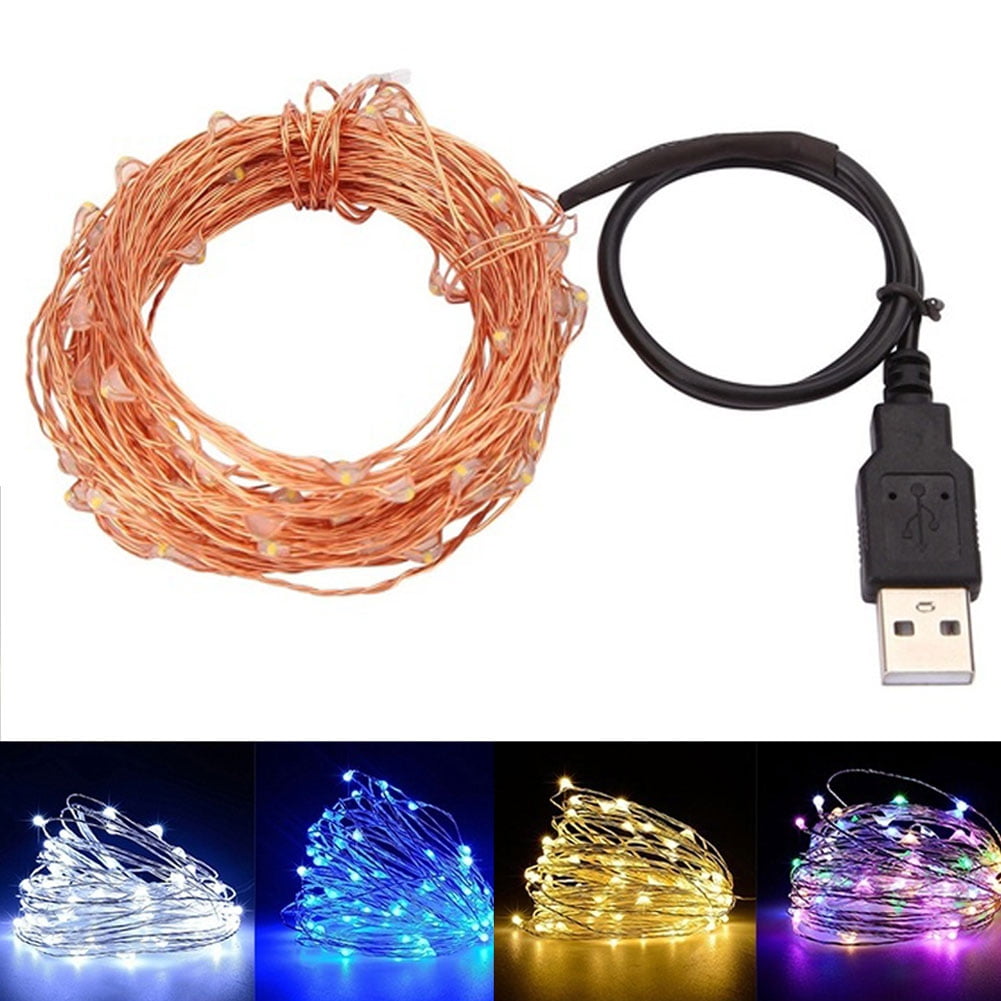 Kuorak 5/10m Waterproof USB LED Copper Wire Fairy String Lights Garland ...