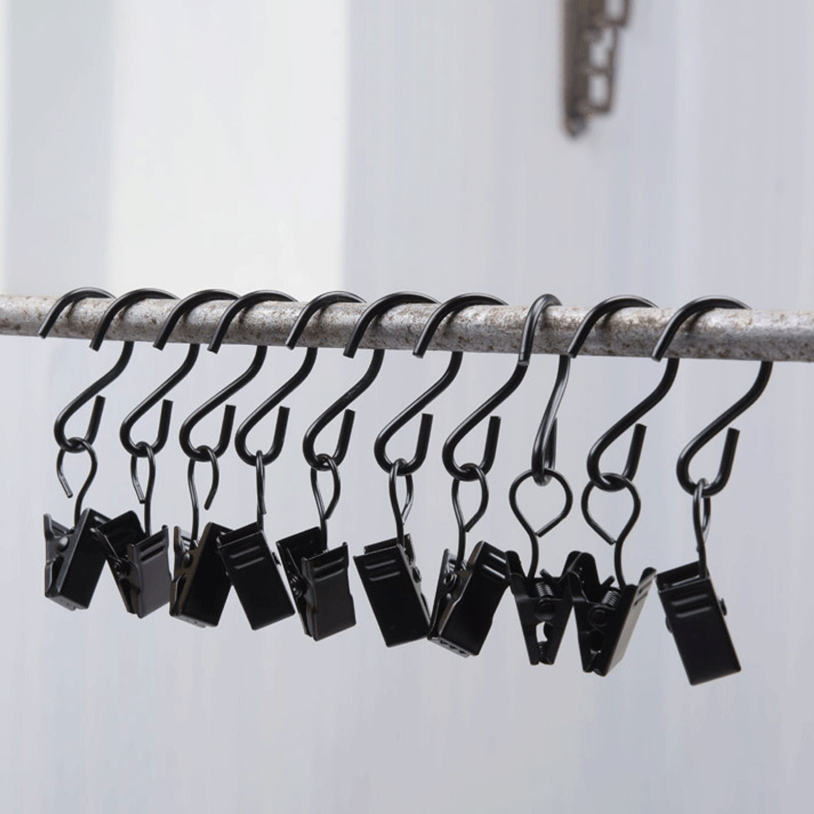 Kuorak 50 Pcs Curtain Hook Clips S-shape Reusable Stainless Hanging ...