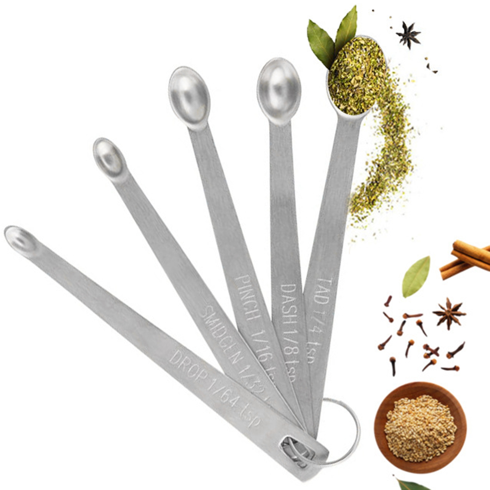 Kuorak 5Pcs Stainless Steel Measuring Spoon Set Space-Saving Precise ...