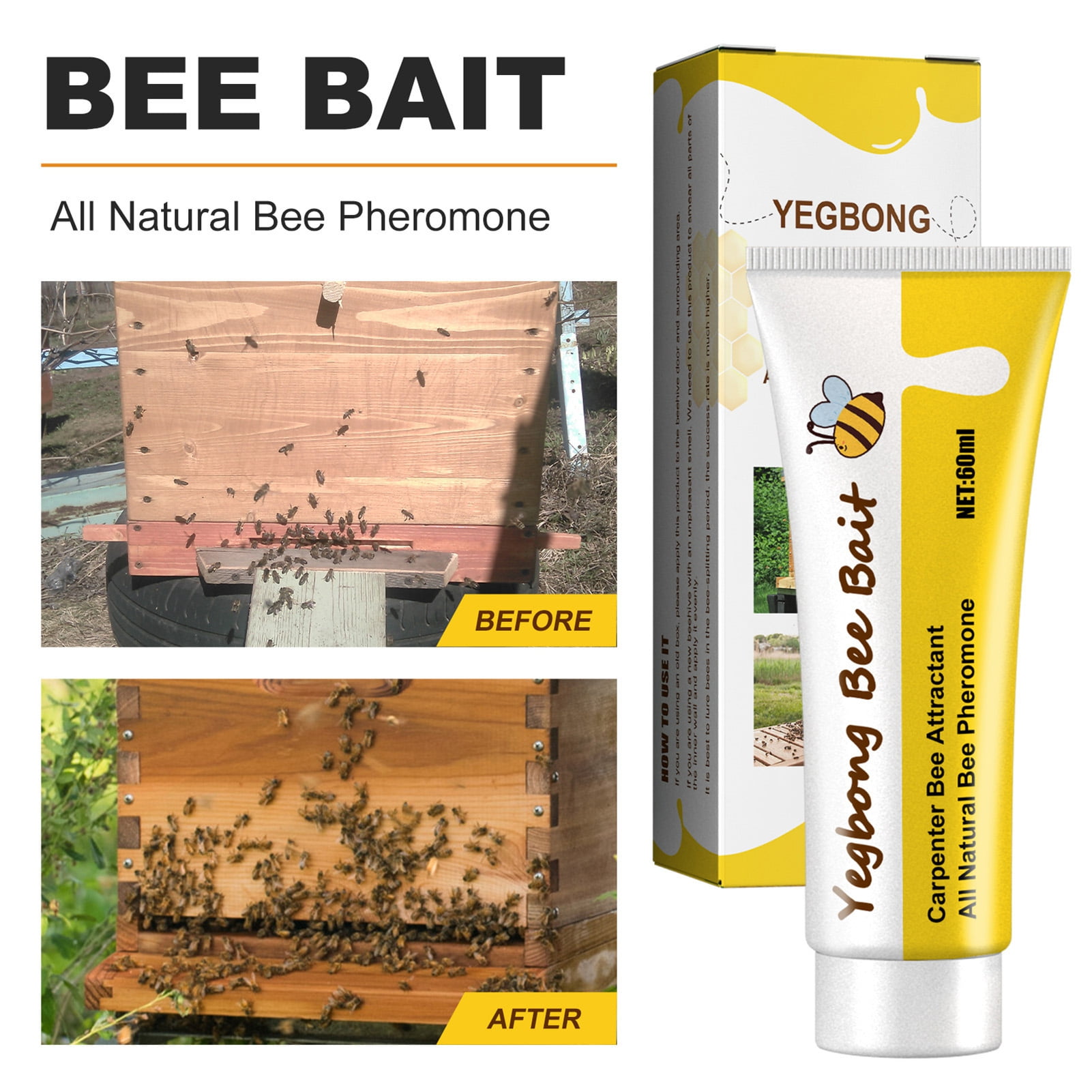 Kuorak 60ml Bee Bait All-Natural Wide Distribution Cream Bee Attractant ...