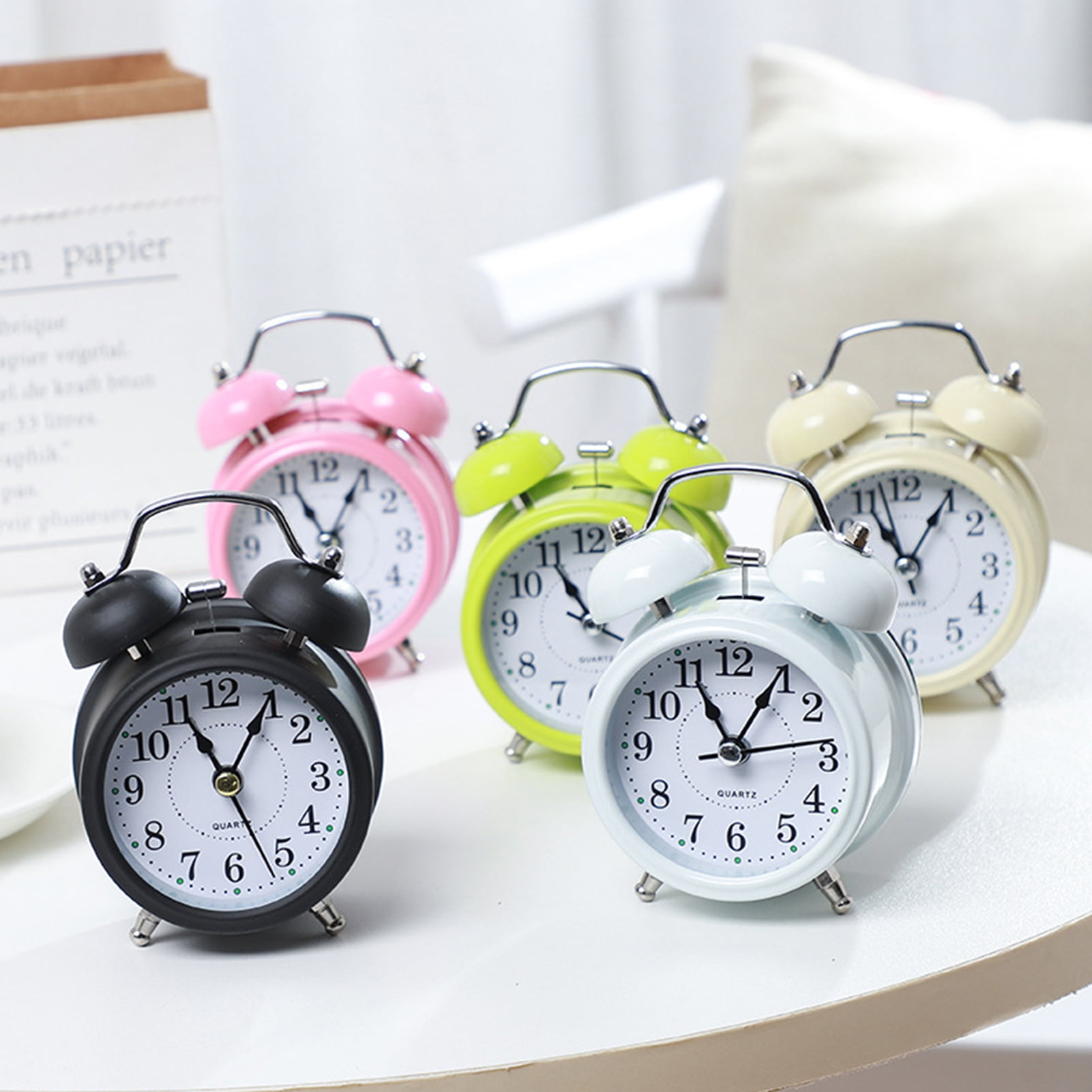 Kuorak Alarm Clock Double Bell Retro Design Luminous Mute Sweeping ...
