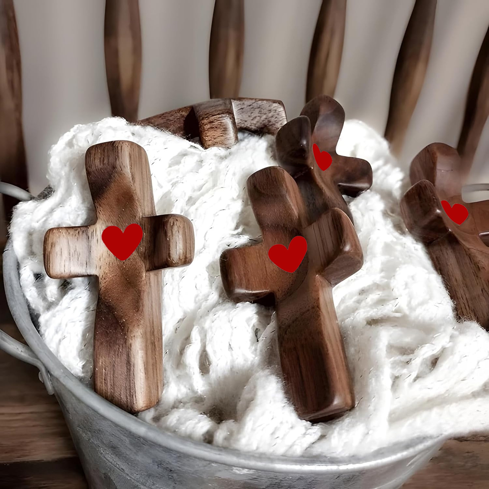 Kuorak Black Walnut Cross Decoration Emotional Support Wooden Love ...