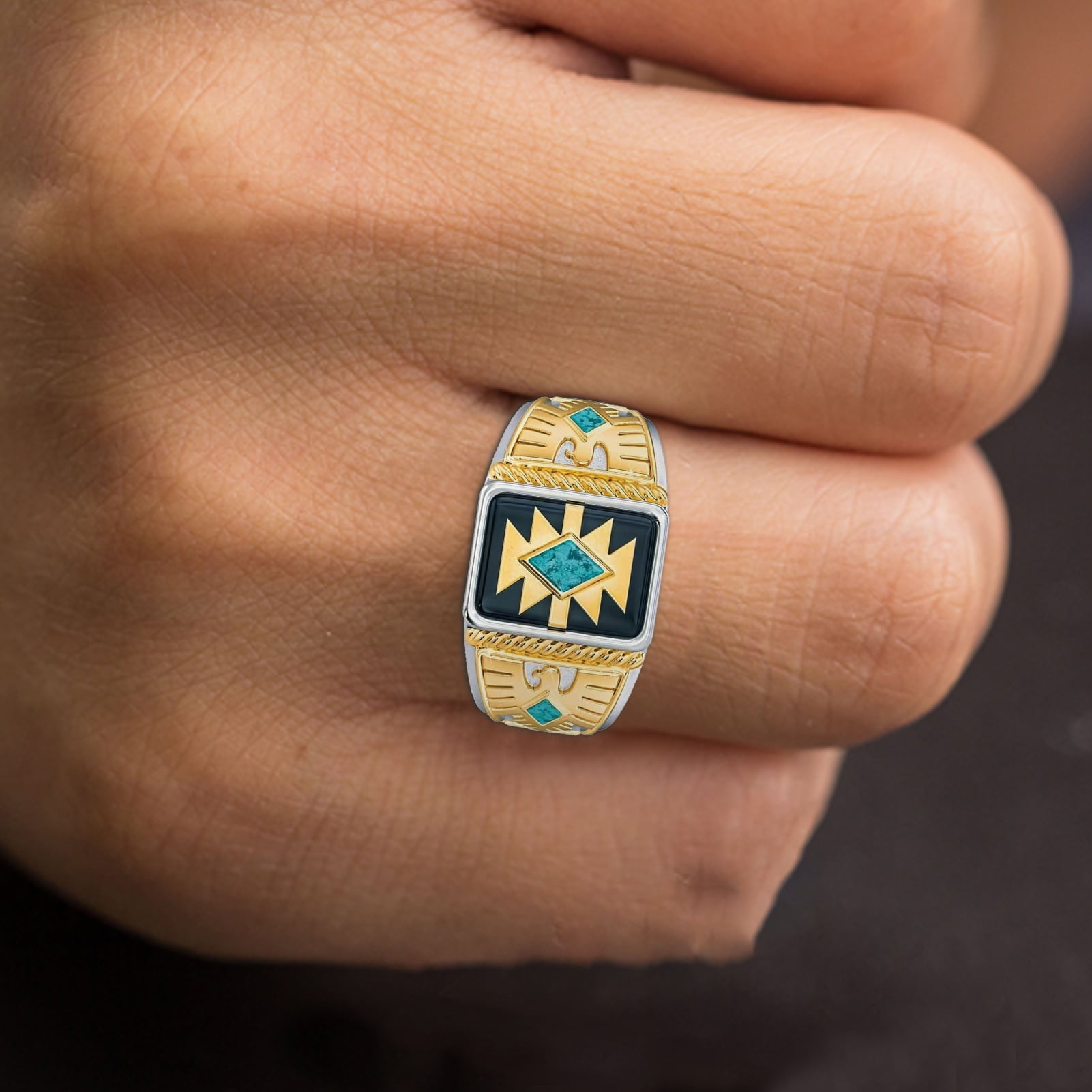 Kuorak Carved Knuckle Rings Totem Antique Golden Creative Eagle Carved ...