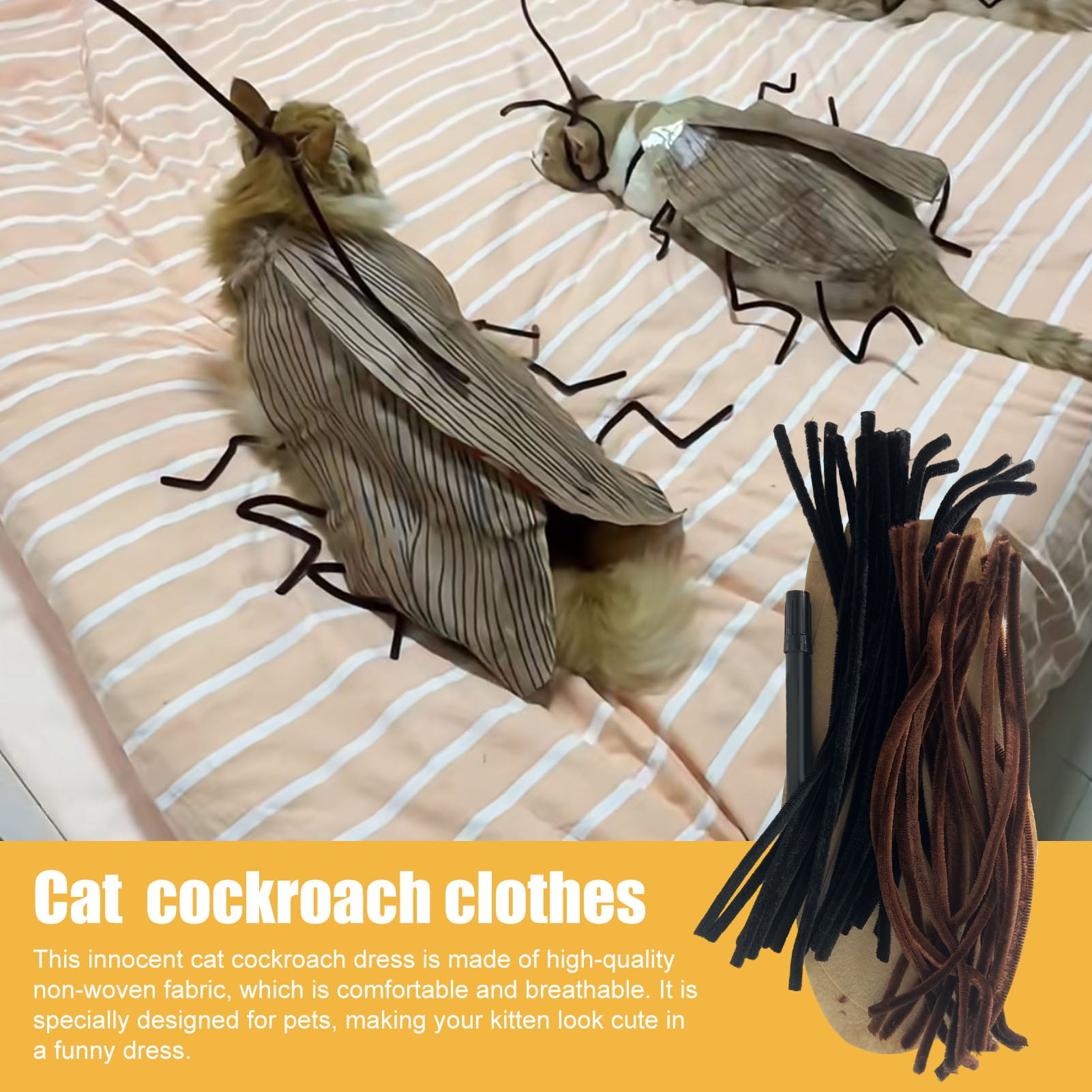 Kuorak Cat Cockroach Clothing DIY Kit Funny Kitten Cockroach Cape Craft Set with Roach Wings And ...