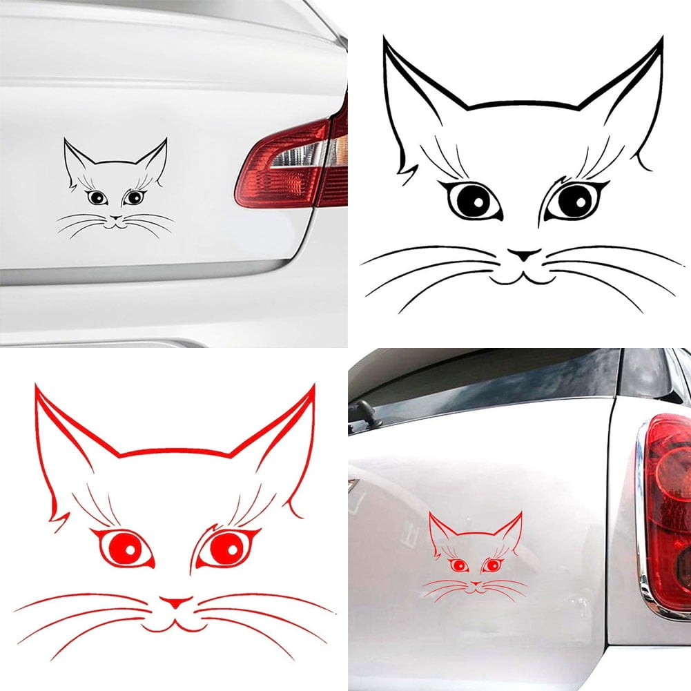Kuorak Cute Cat Head Car-Styling Vehicle Body Window Reflective Decals ...