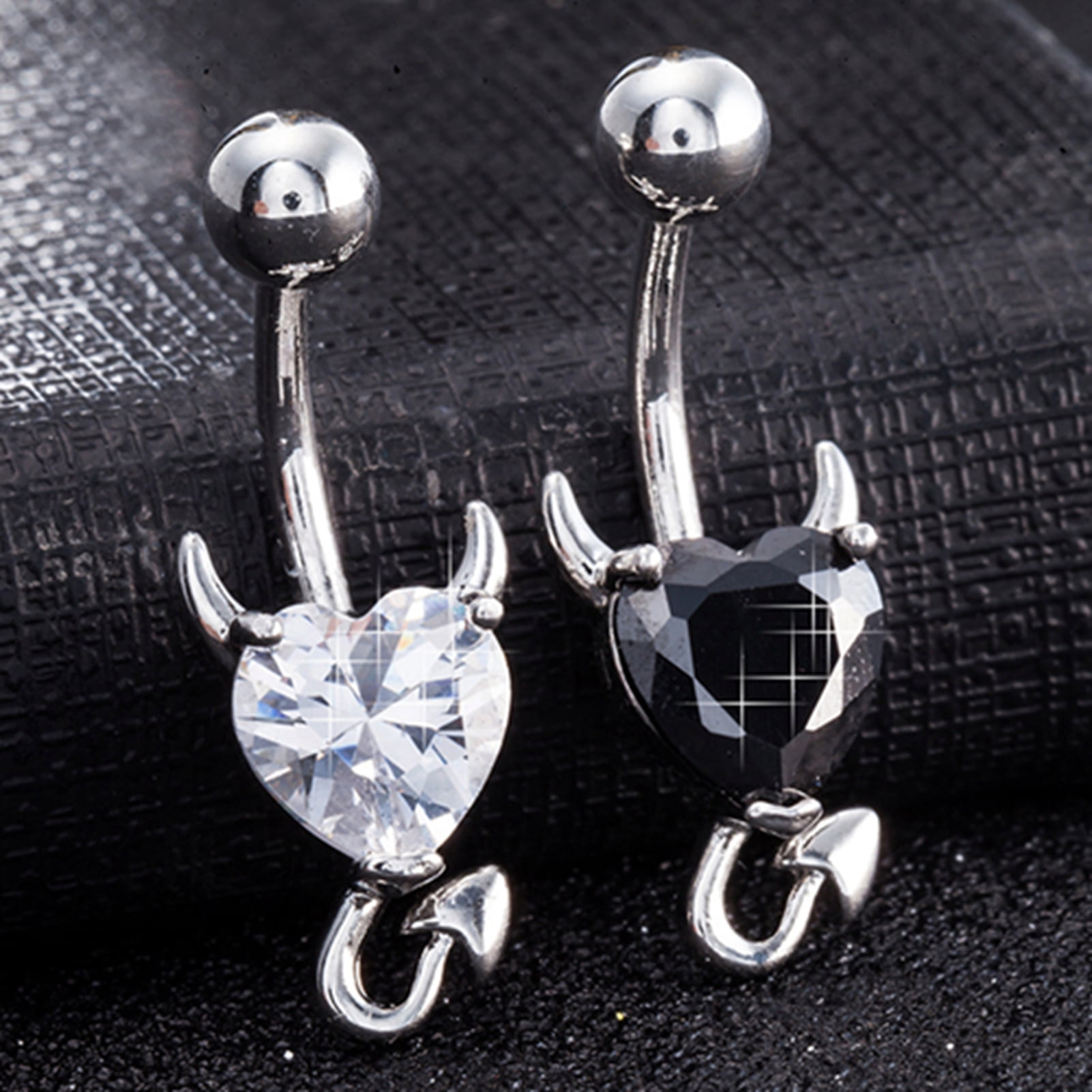Kuorak Fashion Sexy Heart Shape Navel Belly Button Ring Rhinestone Body ...
