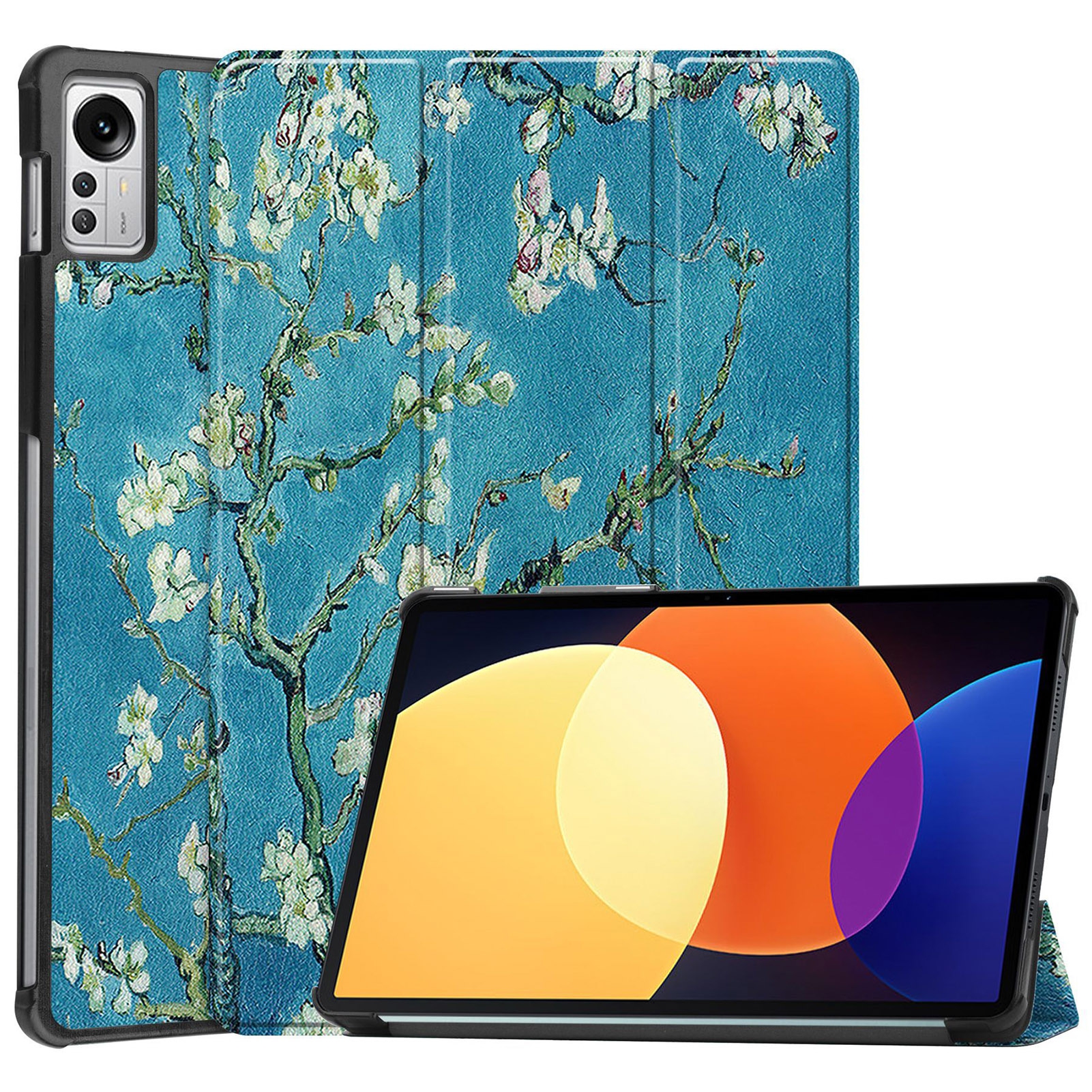 Kuorak Faux Leather Tablet Protective Case with Triple Fold Bracket ...