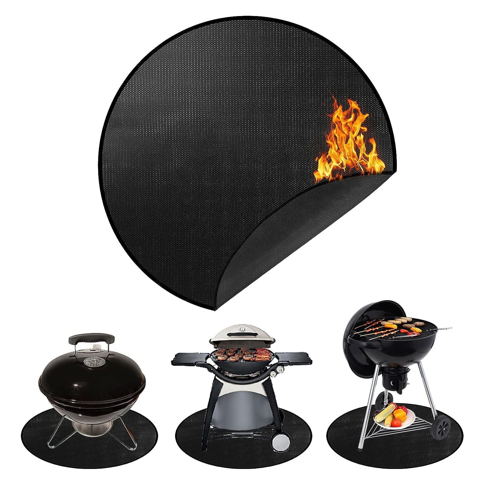 Kuorak Fireproof Mat Outdoor Camping Round Grill Pad Oil-Proof Water ...
