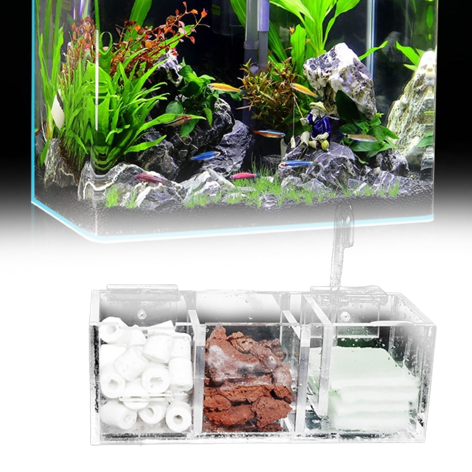 Kuorak Fish Tank Filter High Transparency 3 In1 Round Outlet Wet Dry ...
