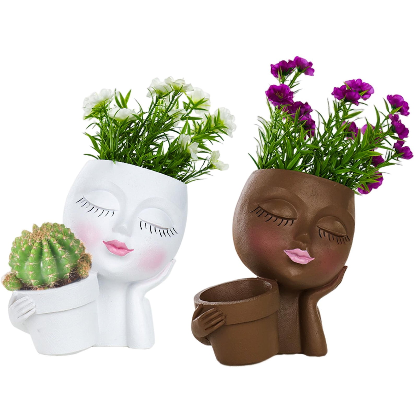 Kuorak Flower Pot Face Shape Carved Creative Large Capacity Decorative ...