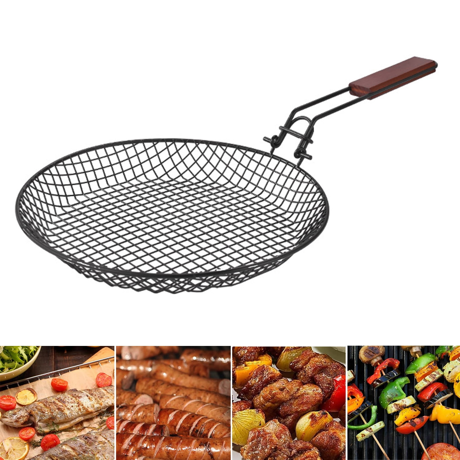 Kuorak Folding Baking Basket with Wooden Handle Rustproof Heat ...