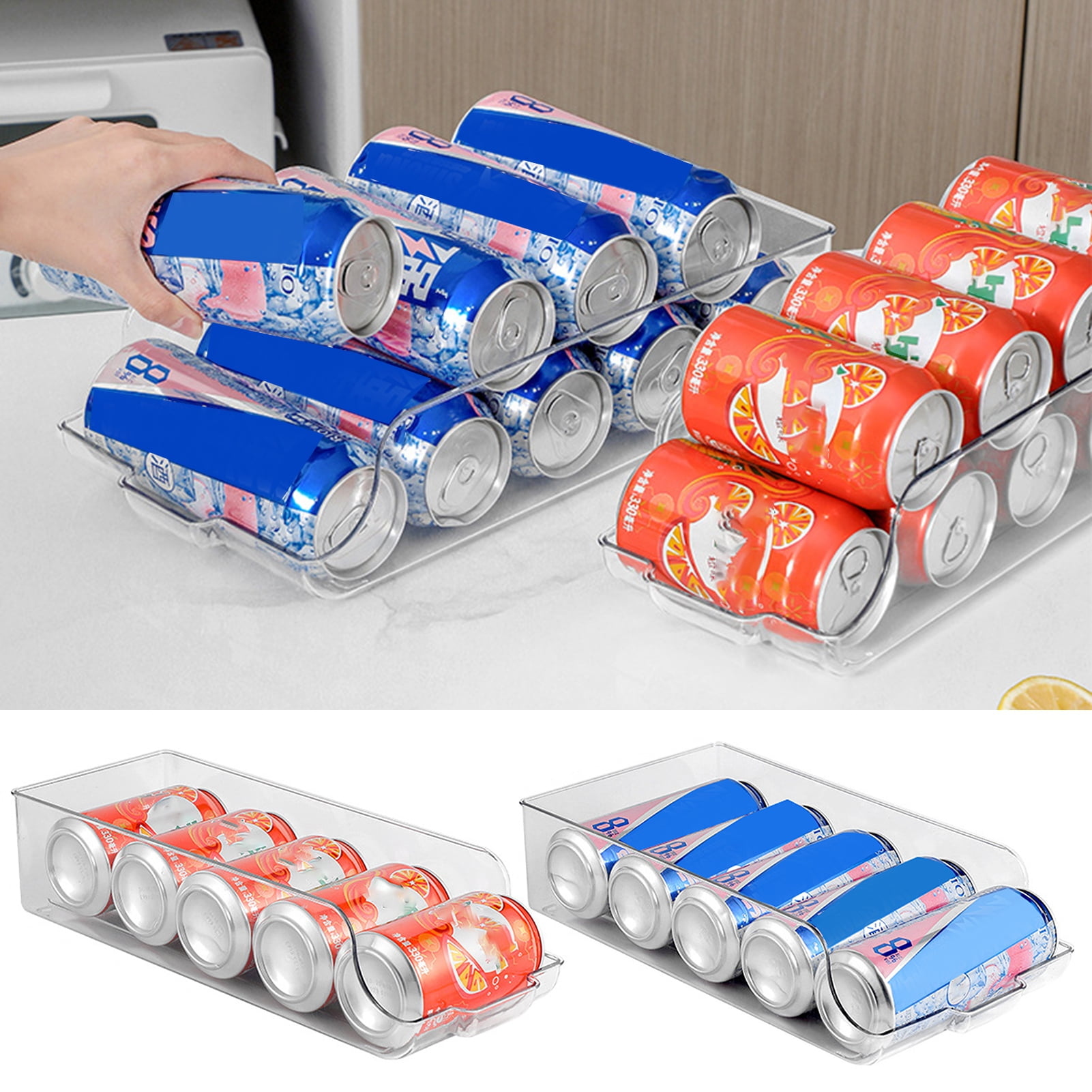 Kuorak Fridge Can Storage Rack Automatic Rolling Transparent Large ...