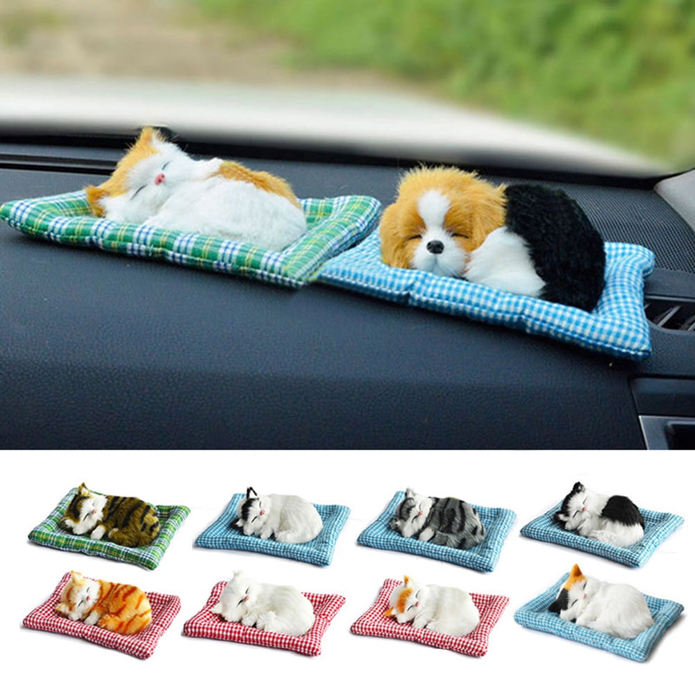 Kuorak Lovely Simulation Sleeping Cats with Sound Car Auto Decoration ...