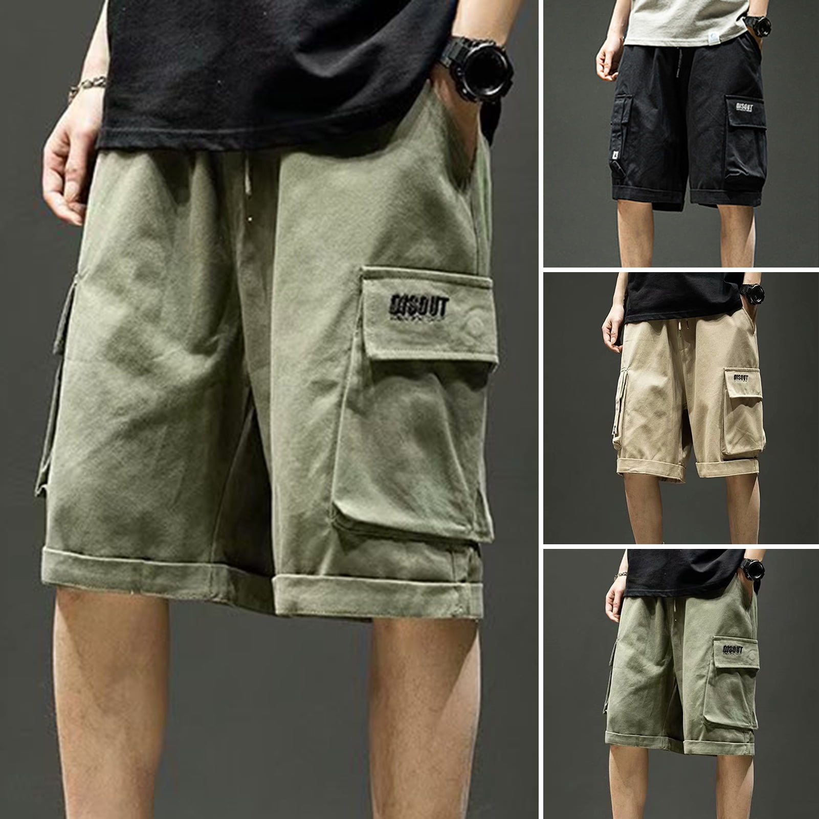 Kuorak Men Shorts Hip Hop Knee Length Loose Type Deep Crotch Elastic ...
