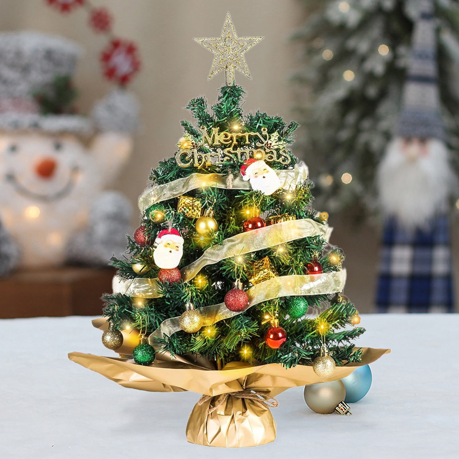 Kuorak Mini Christmas Tree with LED Light DIY Tabletop Christmas Tree ...