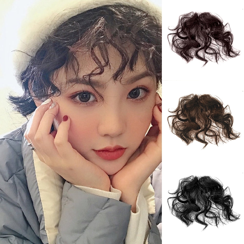Kuorak Natural Fluffy Curly Fake Fringe Bang Girls Clip-in Hair ...
